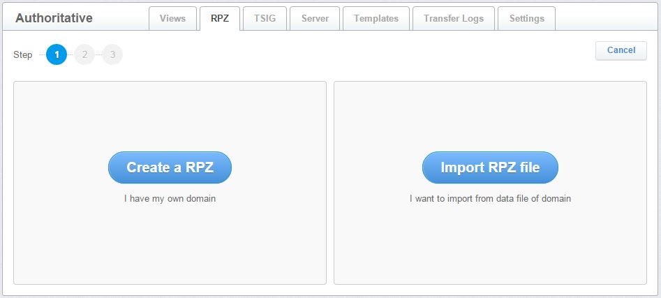 Create new RPZ · DNSVault